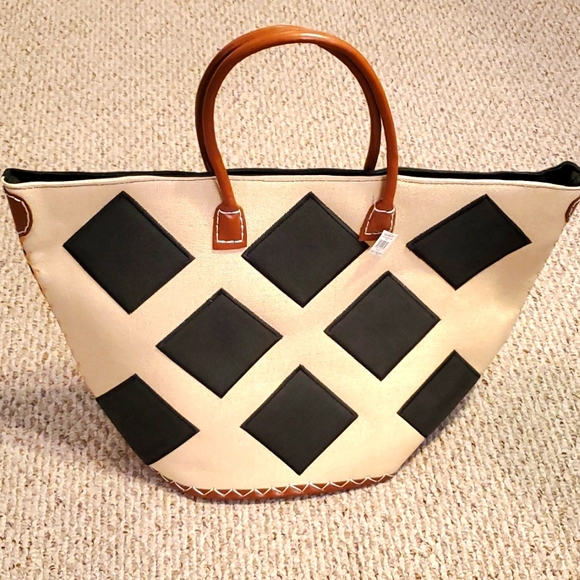 thirty-one | Bags | Thirtyone Black Diamond Straw Tote | Poshmark